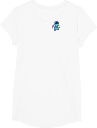 Disney Lilo & Stitch Cute Stitch & Frog Small Pocket Logo T-Shirt
