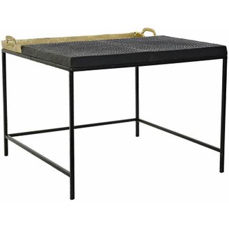 DKD Home Decor Couchtisch Aluminiumstahl 61x61x49 Aluminium Gold Tablett Stahl mehrfarbige Farbfamilie Niedrige Tische Details Details