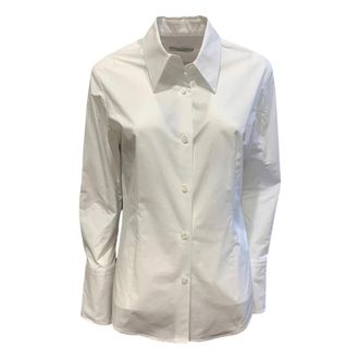 Odeeh Wei&szlig;e Bluse Slim Fit Spitzer Kragen - - Blouses & Shirts - Damen - Wei&szlig; - S