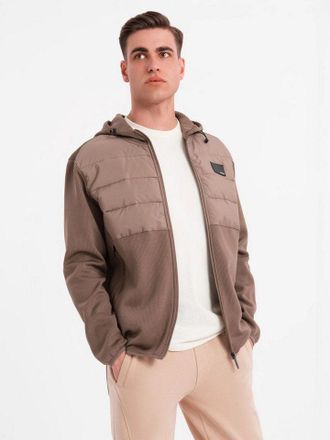 Ombre Allwetterjacke Leichte Herrenjacke aus Materialkombinationen mit Kapuze