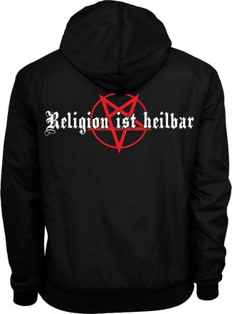 Spass Kostet Herren Regenjacke Religion ist heilbar schwarz rot black heavy metal Gr&ouml;&szlig;e S - 5XL