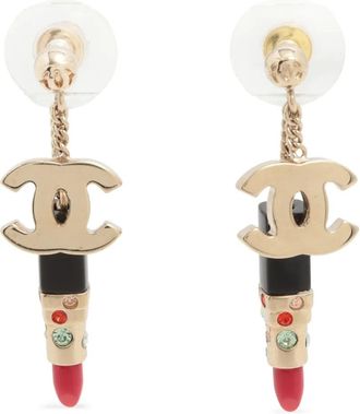 Chanel 2004 CC mark lipstick earrings - Gold