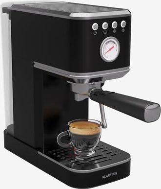 Klarstein Klarstein SteelPresso Slim Machine à expresso - 20 bars, 1350 W, buse vapeur, réservoir 1,2 L, acier inoxydable, compacte, facile à utiliser, noire