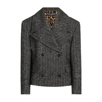 Dolce & Gabbana Leopard Print Wool Jacket Aw25 - - Jackets - Damen - Grau - S
