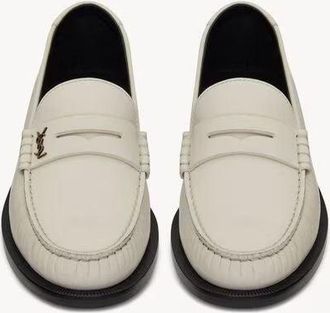 Saint Laurent Leather Loafers - Beige