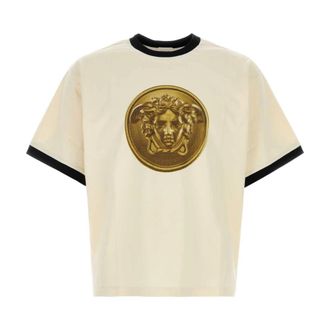 Versace Bedrucktes Regular-T-Shirt aus Baumwolljersey - - Tops - Herren - Wei&szlig; - 2XL