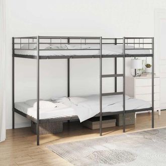 vidaXL Vidaxl - Lit superpos&eacute; noir 100x200 cm en acier - Construction robuste - Sommier en maille pour soutien optimal - Hauteur de couchage 30/119 cm