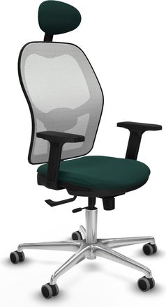 Piqueras y Crespo B&uuml;rostuhl mit 2D-Armen, h&ouml;henverstellbare Lendenwirbelst&uuml;tze und festes Kopfteil, ausgestattet mit Syncro/Traslack und injiziertem Schaumstoff, Wei&szlig; /