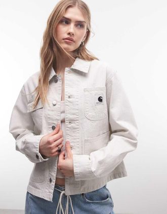 Carhartt Work in Progress Mercer Chore - Jeansmantel in Grau gestreift