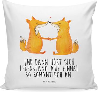 Mr. & Mrs. Panda 40 x 40 Kissen F&uuml;chse Liebe - Geschenk, Kissenbezug 40x40, Sofakissen, Dekokissen Sofa, Ehe, Dekokissen 40x40, Liebespaar