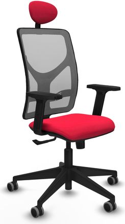 Piqueras y Crespo B&uuml;rostuhl mit 2D-Armlehnen, h&ouml;henverstellbarer Lendenwirbelst&uuml;tze und festem Kopfteil, ausgestattet mit Sincro 3 Positionen und Schneideschaum, Grau/R