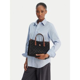 Tommy Hilfiger Handtasche Tommy Hilfiger Th City Mini Tote AW0AW18393 Schwarz