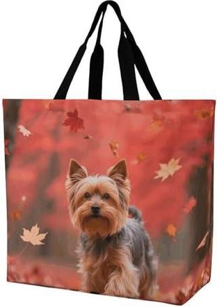 Generic Yorkshire Terrier Dans Un Fourr&eacute; D&Eacute;rables Sac A Main Femmes L&eacute;ger Tote Bag D&eacute;contract&eacute; Sac Cabas Pour Quotidienne Gym Shopping