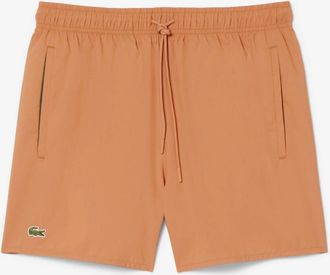 Lacoste Unifarbene Badeshorts mit Krokodil-Aufn&auml;her in