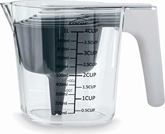 Lacor Lacor - 62740 - Exaktes Messset mit Messkanne, 6 Messlöffeln, Trichter und Schaber, für flüssige und trockene Zutaten, Maximale Qualität, Propylen Maß