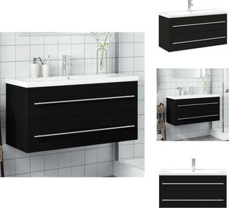 vidaXL Waschbeckenunterschrank mit Einbaubecken Schwarz - Waschbeckenunterschrank - Badezimmermöbel - Küchenwäsche - Spüle - Armaturenbrett