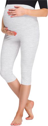 Be Mammy Damen 3/4 Umstandsleggings BE20-258(Melange, XL)