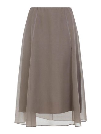 Brunello Cucinelli Jupe Midi - Gris Clair