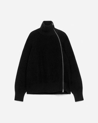 Arket Strickjacke Aus Wollmischung Mit Rei&szlig;verschluss -Schwarz