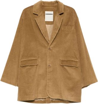 CORDERA blazer en velours côtelé à simple boutonnage - Marron