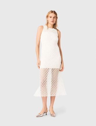 Maje Langes H&auml;kelkleid Mit Strass - Wei&szlig; - Maje