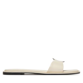 Calvin Klein Pantoletten Calvin Klein Flat Slide W/Ck Hw Big - Lth HW0HW02482 Écru