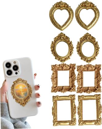 Generic Mini Bilderrahmen Gold Vintage kleine Bilderrahmen im Barockstil, Miniatur Bilderrahmen Set Harz Kleine Fotorahmen, DIY Mini Vintagebilderrahmen Set f