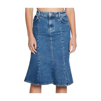 Pinko Pinko - Jupe Midi Patineuse en Denim - Femme - Jupes - Bleu - Taille: 44 FR