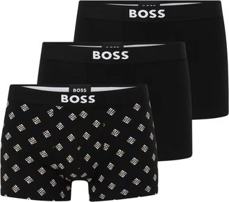 HUGO BOSS Homme, Sous-v&ecirc;tements, Noir, Taille: M Logo Print Trunk 3-Pack