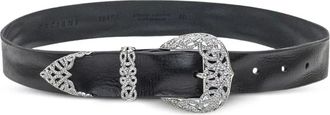 Orciani crystal-embellished leather belt - Noir