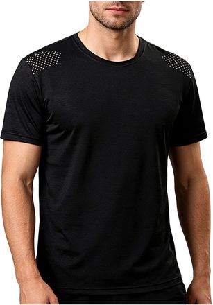 Generic Sportshirt Herren Kurzarm Schnelltrocknend Funktionsshirt Eisseide Tshirt Sommer Laufshirt Muskelshirt Freizeit Kompressionsshirt Atmungsaktiv Tee Top
