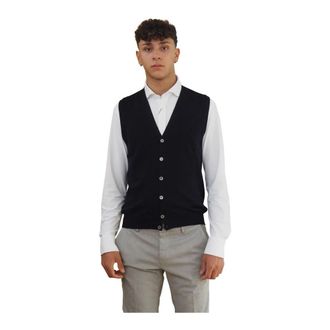 Barba Blau Herrenweste Slim Wolle V-Ausschnitt - - Knitwear - Herren - Blau - 2XL