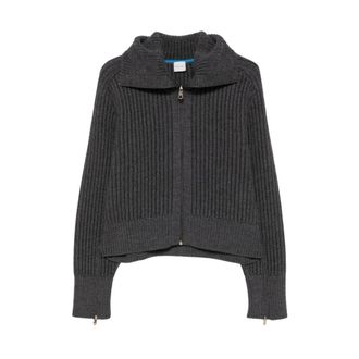 Paul Smith Gerippter Rei&szlig;verschluss-Strickjacke - - Knitwear - Damen - Grau - XS
