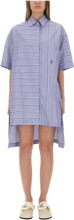 J.W.Anderson Femme, Robes, Bleu, Taille: 36 FR Short Sleeve Step Hem Shirt Dress