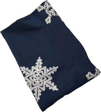 Pretyzoom Tischdeke Aus Baumwolle Mit Schneeflockenmuster Tisch&uuml;berwurf F&uuml;r Zuhause Und Restaurant Bestickte Tischdecke Blau