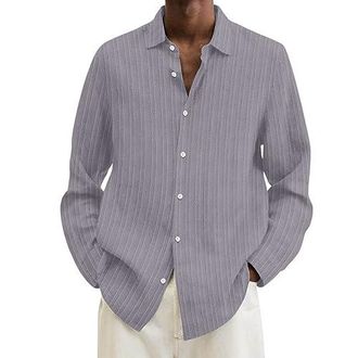 Generic Chemise &agrave; manches longues pour homme - Boutonn&eacute;e - Infroissable - Confortable - Doux - D&eacute;contract&eacute; - Pour un usage quotidien - Vacances en plein air, 