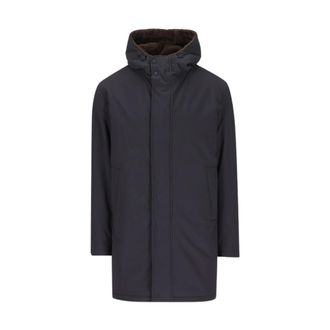 Herno Parka aus mattem Twill und leichtem Kunstpelz - - Coats - Herren - Blau - M