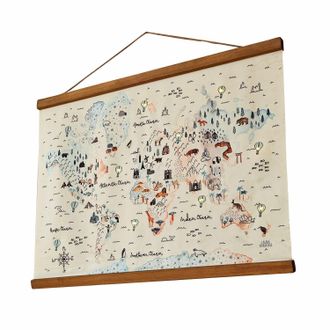 Loberon LED-Wandbild Chaumont, Leuchtende Ballons, Spielerisches Kennenlernen der Welt, Wanddekoration, Kinderzimmer, Baumwoll-Canvas, Tannenholz, bunt