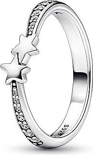 Pandora Pandora Moments Bague Scintillante Étoiles Filantes en argent sterling avec zircones cubiques transparentes, taille 50