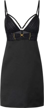Elisabetta Franchi Femme, Robes, Noir, Taille: 40 FR Duchess Satin Mini Dress