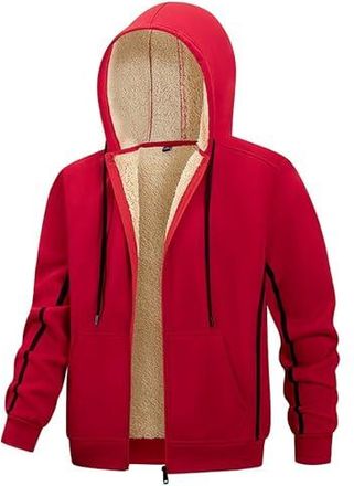 Generic Hauts en polaire pour homme, veste pelucheuse dautomne et dhiver doublée en peau de mouton doublée en polaire épaisse à manches longues cardigan chaud