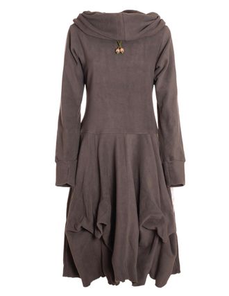 vishes warmes Fleece Kleid mit Daumenl&ouml;chern und verstellbarem Schalkragen - Alternative Bekleidung Olive 52