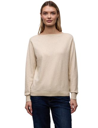 Street One Basic U-Boot Pullover Cotton beige Mel. 46