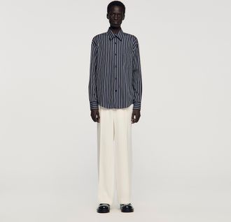 Sandro Chemise en coton &agrave; rayures