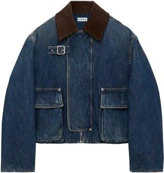 Loewe Parka courte &agrave; col contrast&eacute; en denim de coton