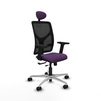 Piqueras y Crespo Stuhl mit Nackenst&uuml;tze, 2D-Arme, h&ouml;henverstellbare Lendenwirbelst&uuml;tze und festes Kopfteil, ausgestattet mit Syncro/Traslack und Schneideschaum, Schwar