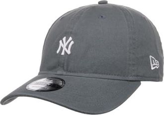 New Era 9Twenty Washed Mini Logo Yankees Casquette de baseball &agrave; bord incurv&eacute; MLB NY York Femme/Homme - Boucle en m&eacute;tal avec visi&egrave;re Printemps-&eacute;t&eacute;, gris, tail