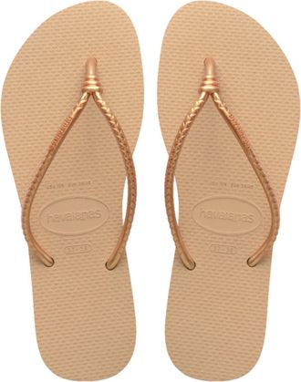 Havaianas Slim Tube, elegante, bequeme und stilvolle Badelatschen, Riemen im Knotendesign, Damen, 39/40 EU,Gold