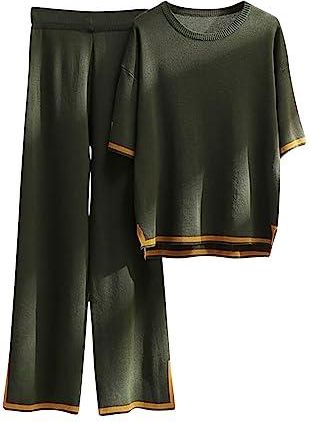 E.SSUE Ensemble Jogging Femme 2 Pi&egrave;Ces Soldes Ensembles De Chandails Ensembles De Salon Deux Pi&egrave;Ces Sensation De Soie Oversize D&eacute;Contract&eacute; Manches Courtes Un