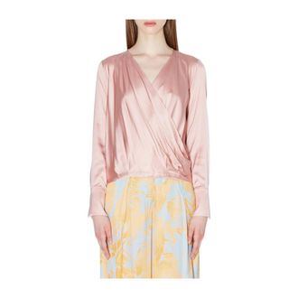 Kaos Kaos, Femme, Blouses et Chemises, Rose, Taille: 36 FR 4018 Chemise M/l Crois&eacute;e En Satin